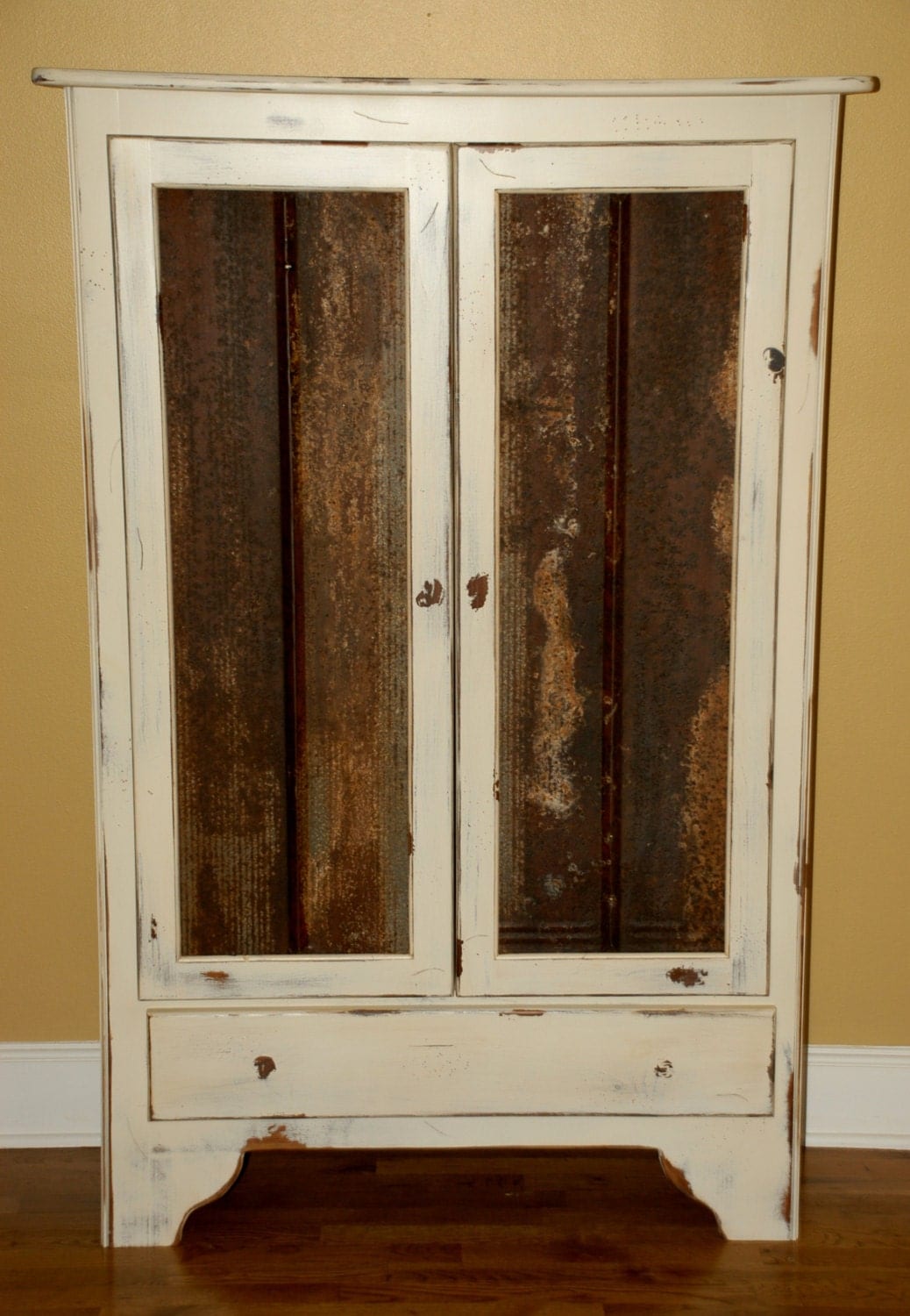 Rustic Handcrafted Wood Pie Safe Cabinet with Reclaimed Barn