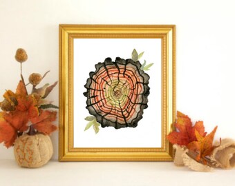 Tree stump print | Etsy