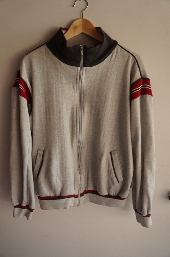 Vintage 70's Tracksuit Top Grey / Plum Medium / Large