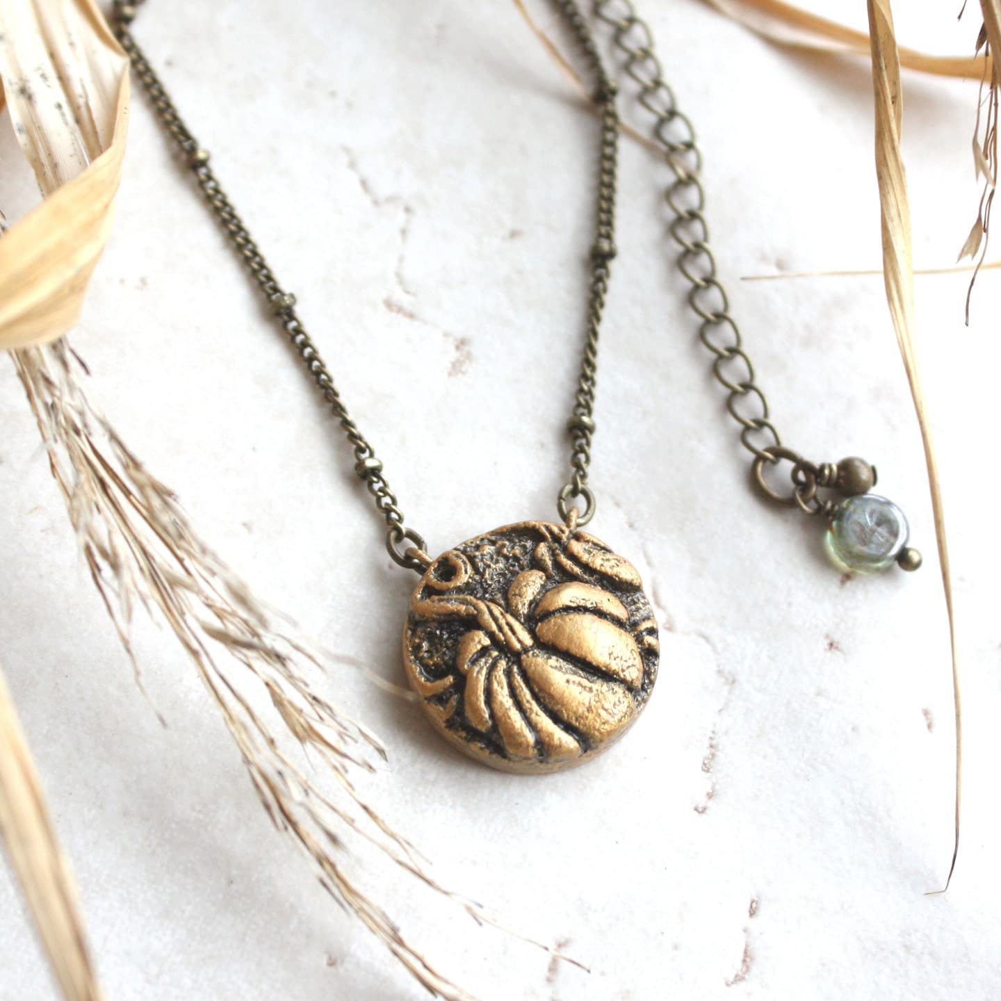 Pumpkin Necklace Gold Pumpkin Charm Fall Jewelry Silver