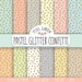 Gold Glitter Confetti Digital Paper Pack. Pastel and Glitter
