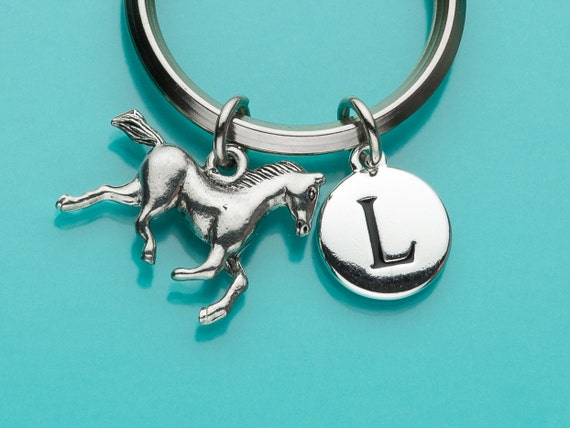 Horse Keychain Running Horse Key Ring Equestrian Keychain