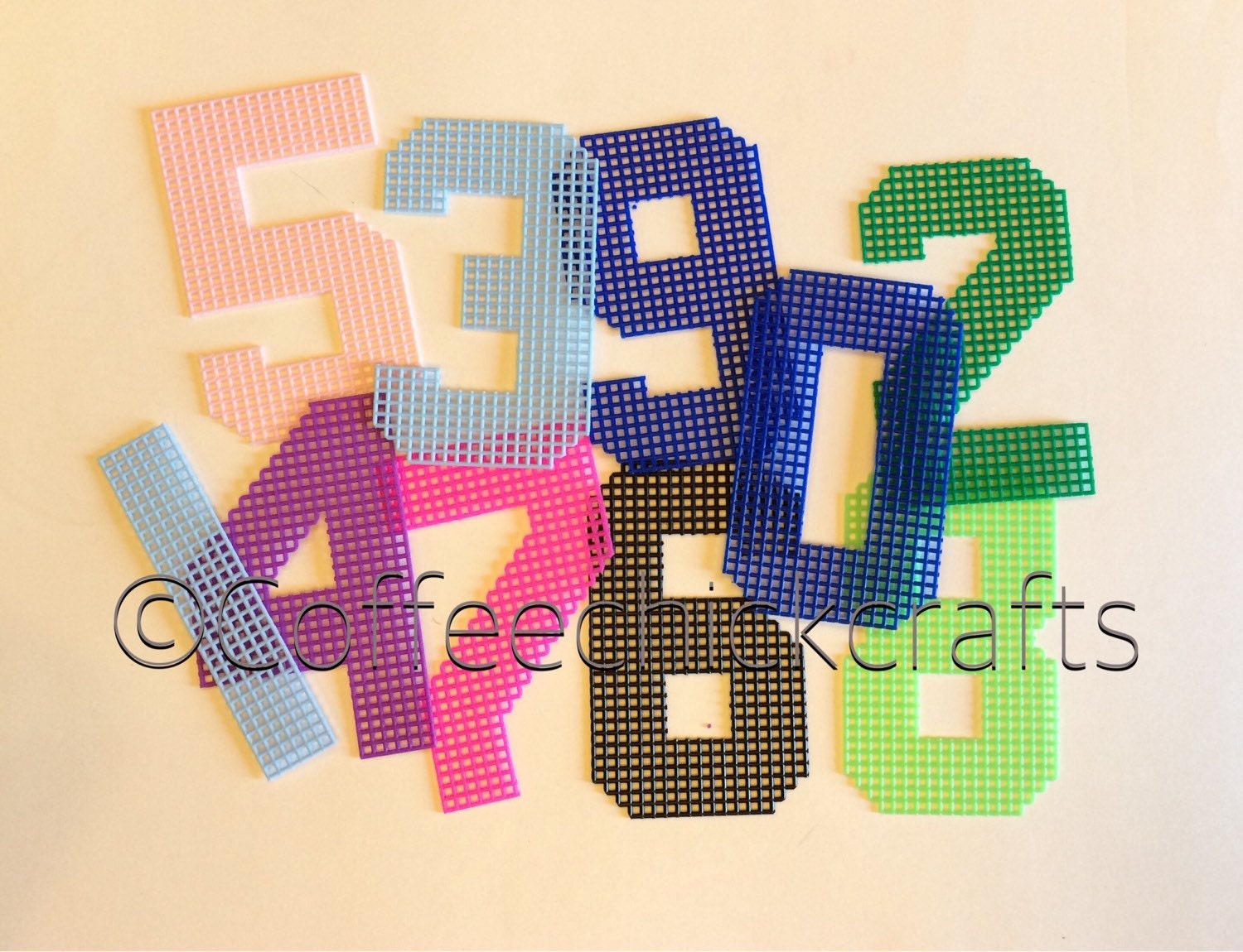 Individual Plastic Canvas Numbers 4.5 tall Individual