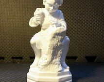 1968 Sculpture Boy on Stump at Work By Austin Productions ALL WHITE HTF ...