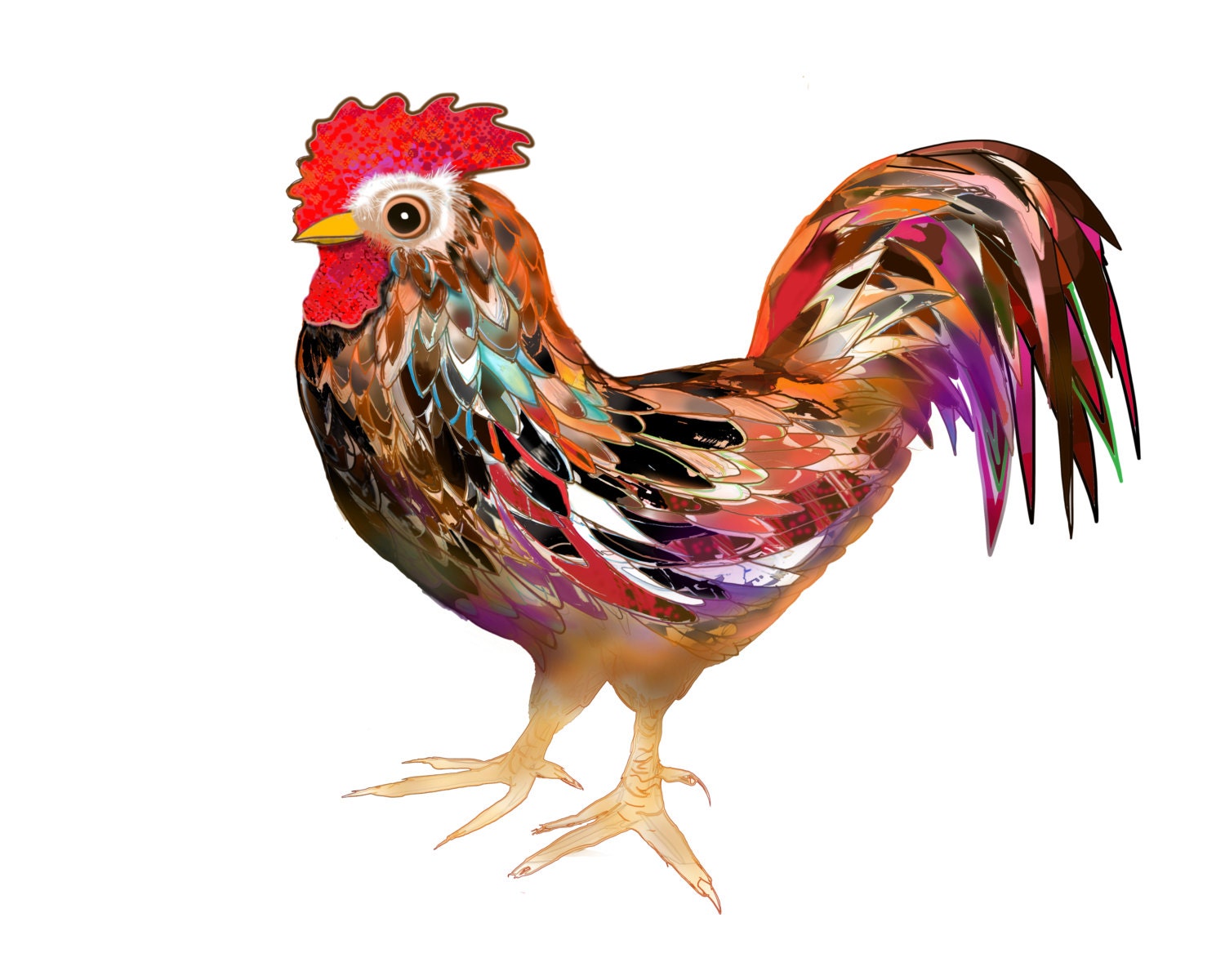 Chicken Art Print Chicken Wall Art Kitchen by SweetPeaAndGummyBear