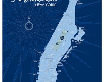 Manhattan map | Etsy