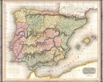 Items similar to Map Of Spain From The 1500s 042 Madrid Old World ...