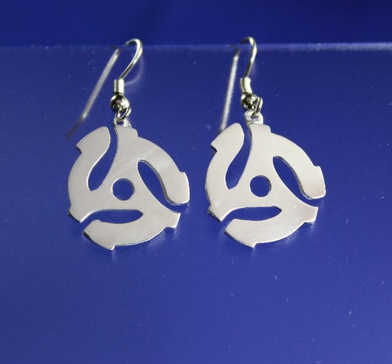 45 RPM Record Adapter EARRINGS Sterling Silver by RichieStubStudio