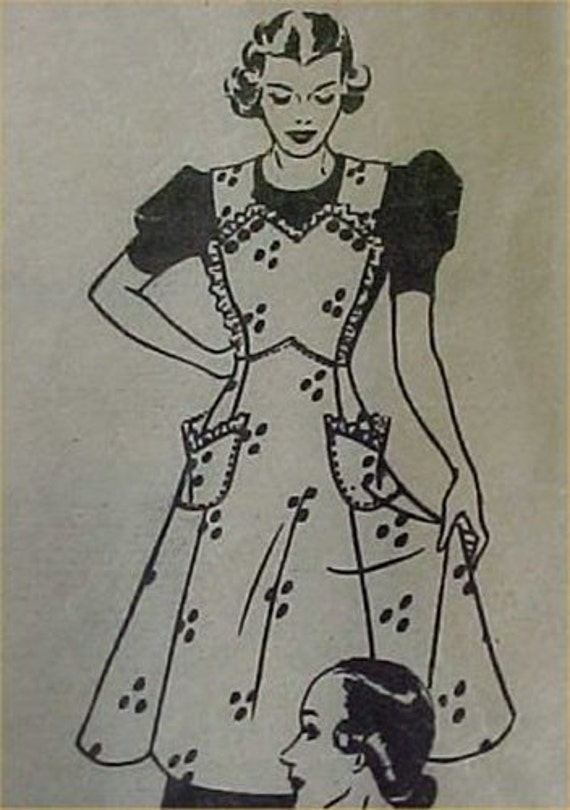 Vintage Bib Apron Full Size Pattern 1930s Country Farm House