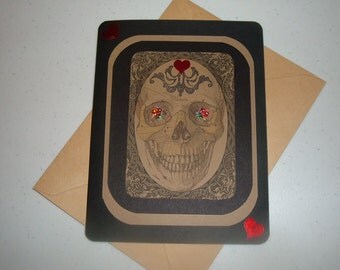 Goth Kitsch Thinking of You Valentine Anatomical Skull Collage Greeting ...