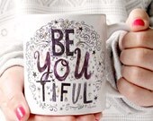 Unique Hand Lettering Quote Message Mugs and Art by kathywellerart