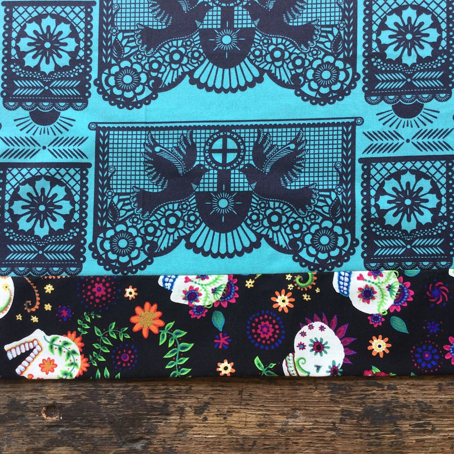 Day of the Dead Table Runner Blue Papel Picado Ofrenda Cloth