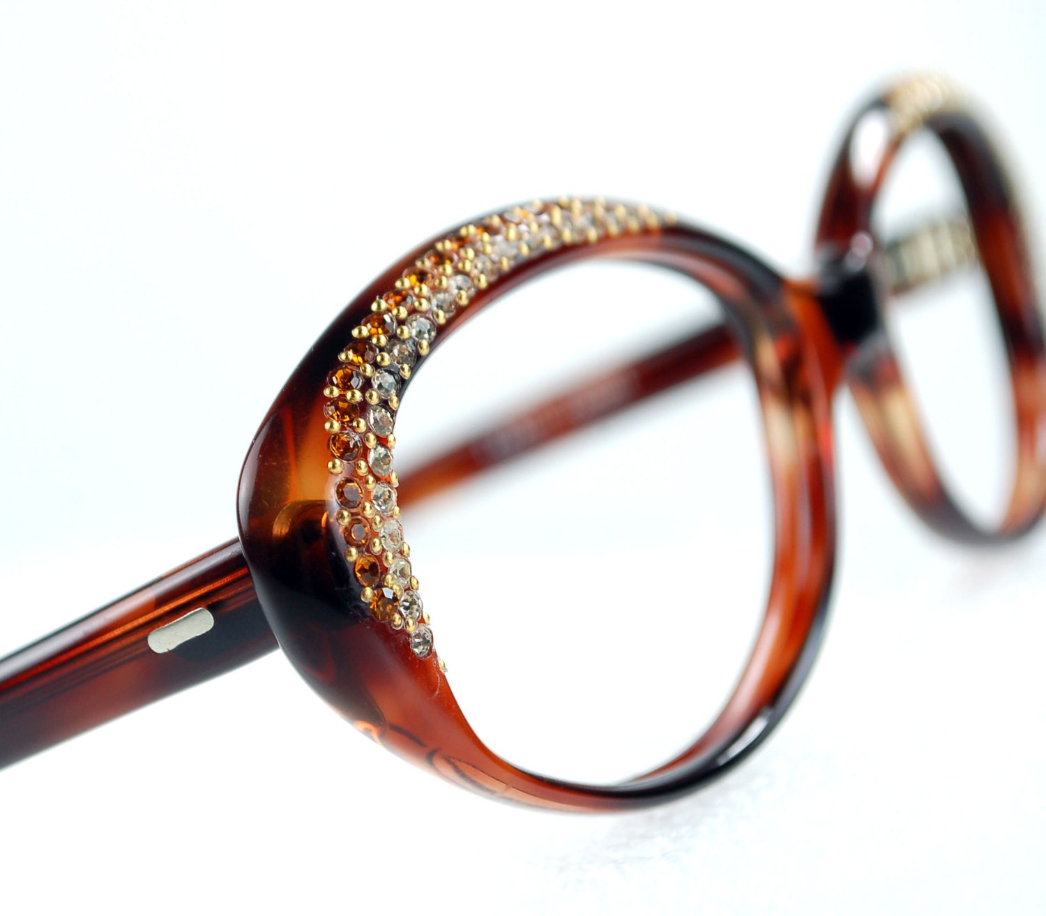 Rhinestone Cat Eye Eyeglasses Frames Tortoise Frame France Nos