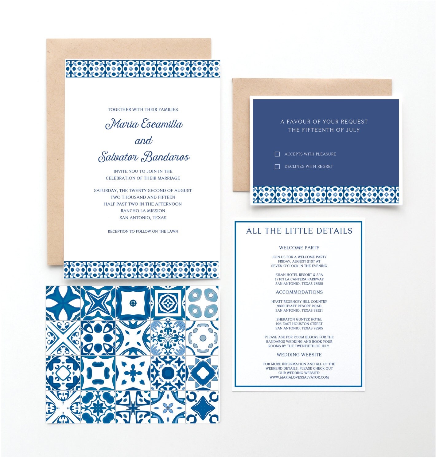 Spanish Tile Wedding Invitation Mexican or Spanish