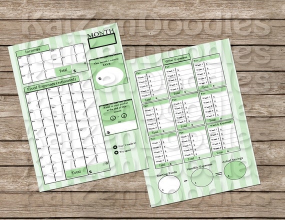 Kakebo PRINTABLE 2 Pages Expenses Savings Monthly Tracker