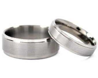 His and Her Matching Titanium Ring Set by RenaissanceJewelry