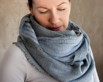 Felted infinity scarf cobweb cowl hood cover by AureliaFeltStudio