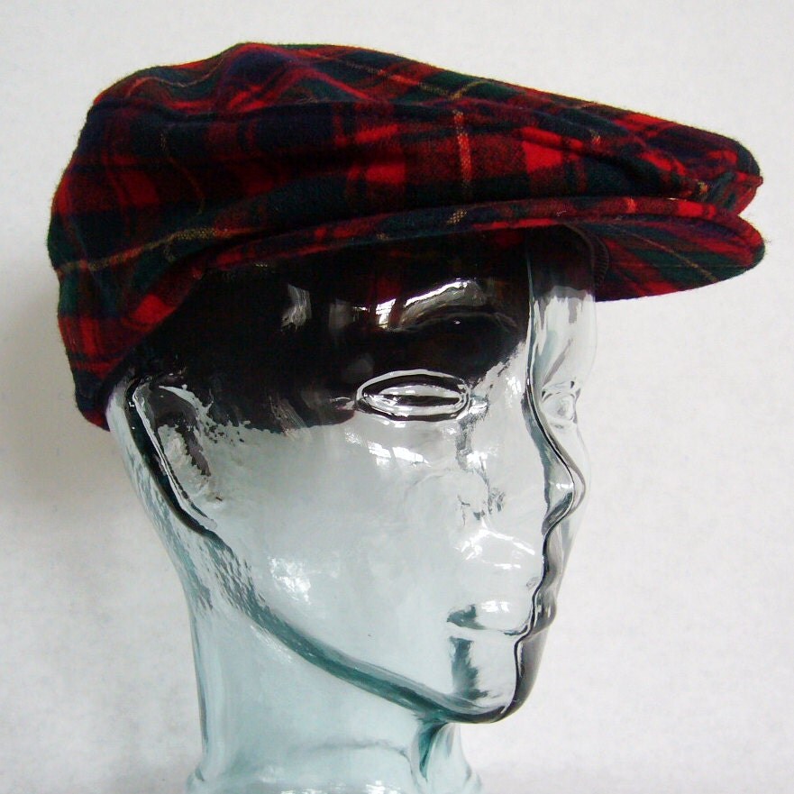 Vintage Wool Pendleton Flat Cap – Red Tartan – Medium – Haute Juice