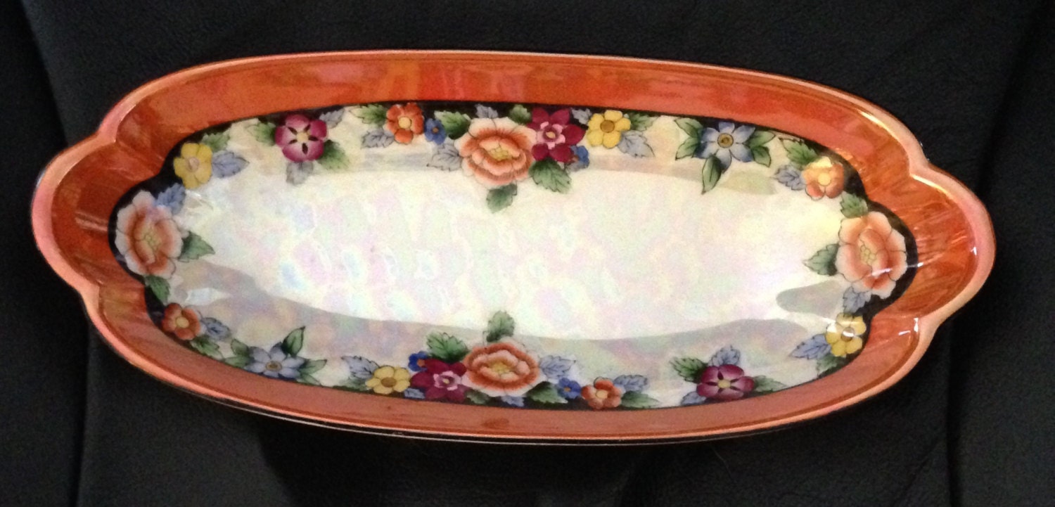 Antique 1920s Japanese Nippon Porcelain Hand Painted Lusterware Celery ...