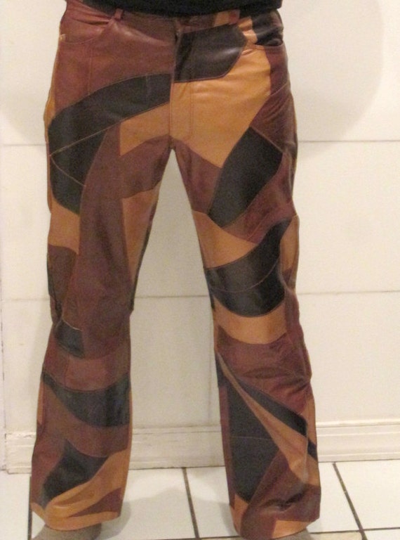 70s Leather Patchwork Pants / Unisex Leather by MISSVINTAGE5000