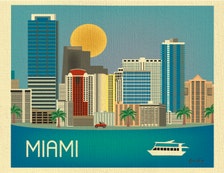Miami, Florida Skyline - Horizontal Destination Print Print Gift and ...