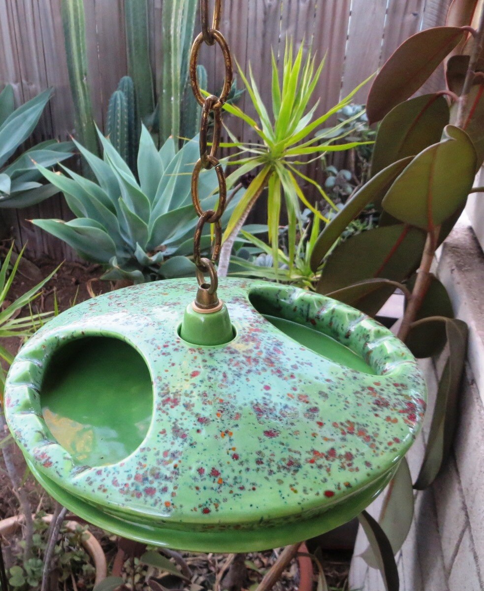 Rare Atomic Saucer Ceramic Hanging Ashtray / Planter: Unusual