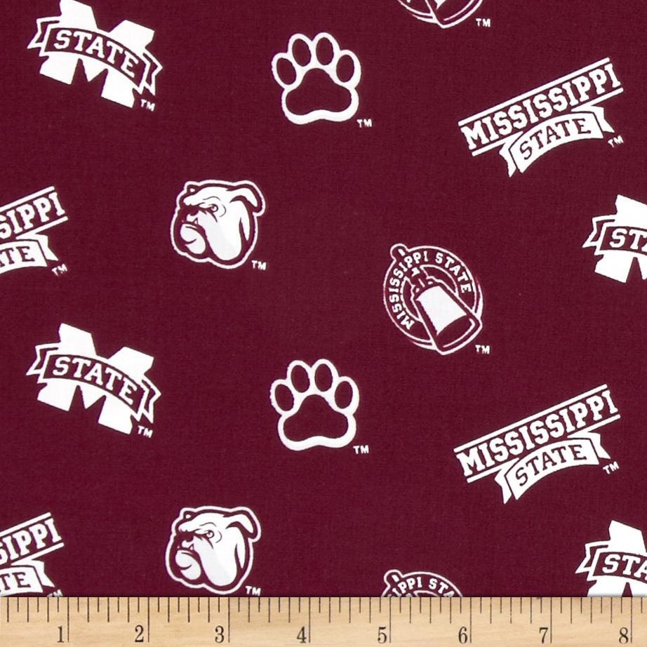 Fat Quarter ONLY Mississippi State Bulldogs Paw Print Fabric