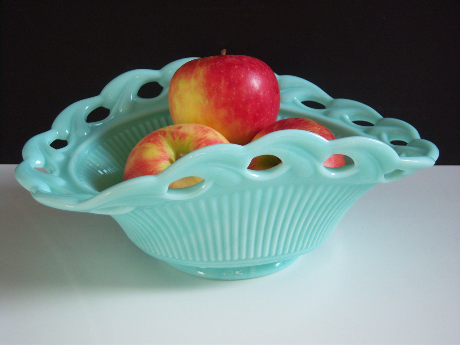 Fostoria Aqua Milk Glass “Betsy Ross” aka “Wistar” Large Console Bowl ...