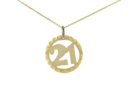 Vintage Gold Number 21 Charm / Pendant Engravable by HudsonEstate