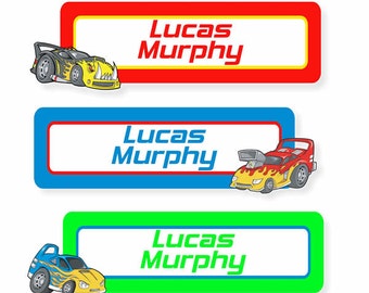 Race car name tags | Etsy