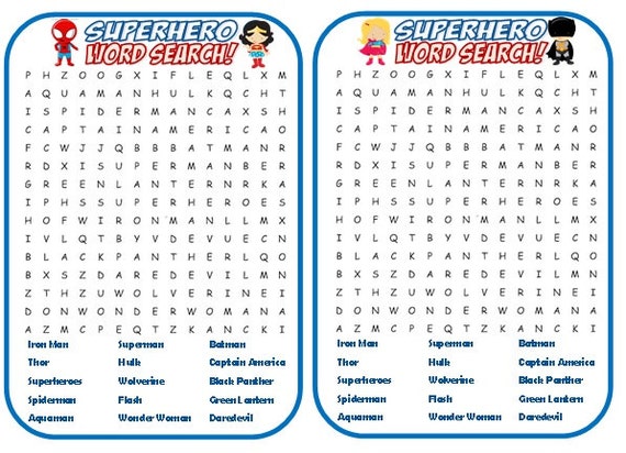 Superhero Word Search Printable Superhero Word Search ESL Worksheet