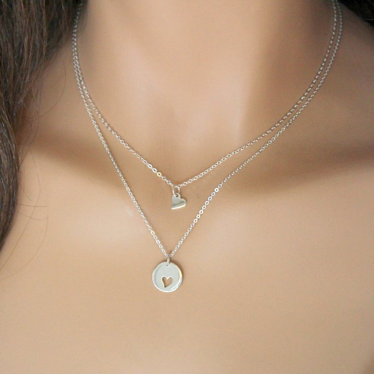 Sterling Silver Heart Necklace Small Heart by NeliaKJewels on Etsy