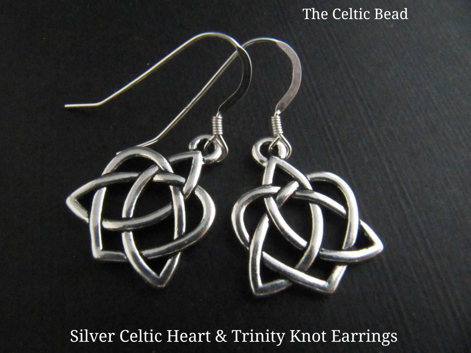 Beautiful Silver Celtic Heart Trinity Knot Earrings