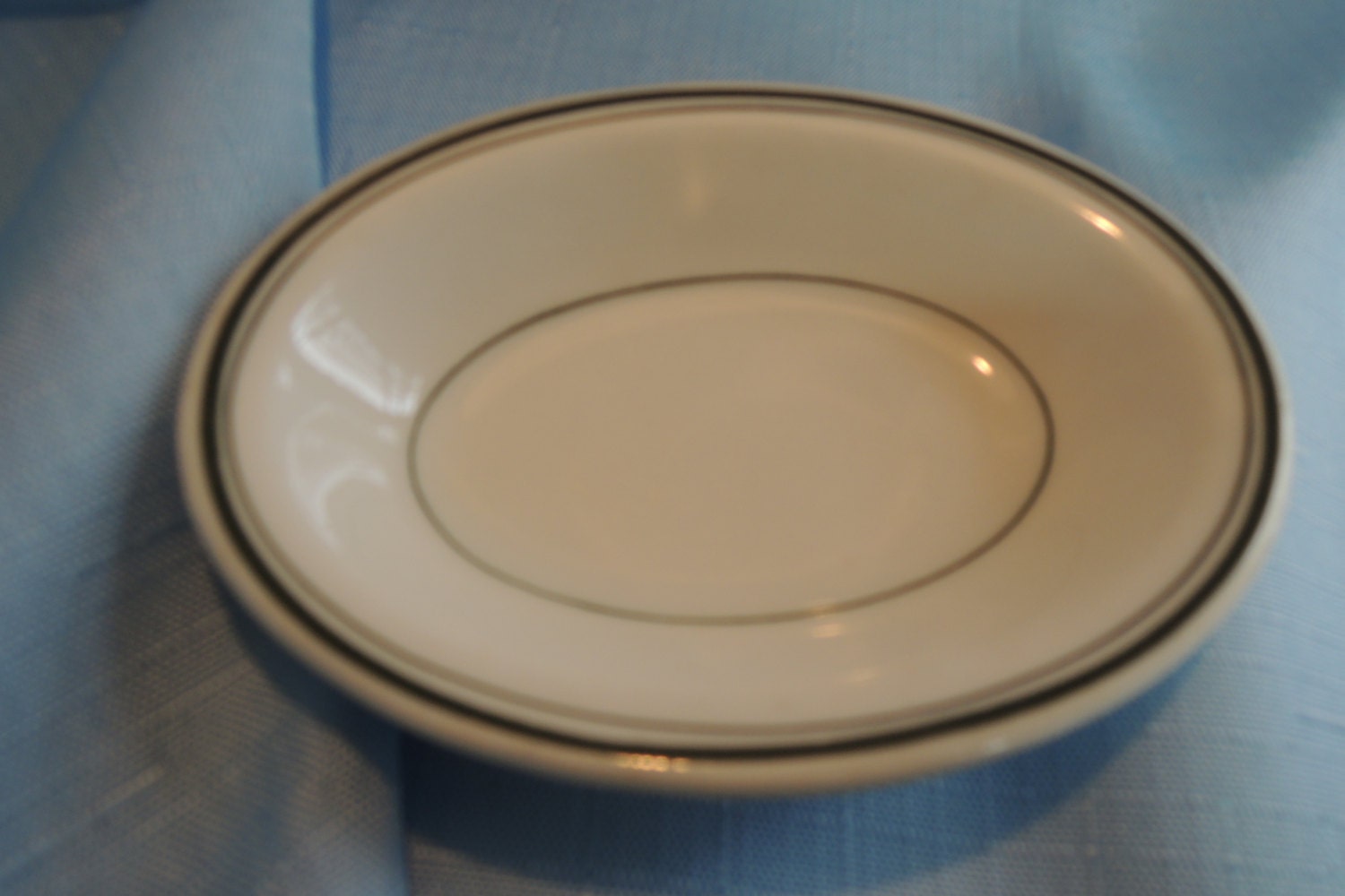 Jackson China Small Oval Bowl, White w 3 green bands, vintage ...