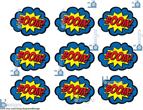 Superhero Cupcake Toppers Boom Bam Zap Pow and Pop DB