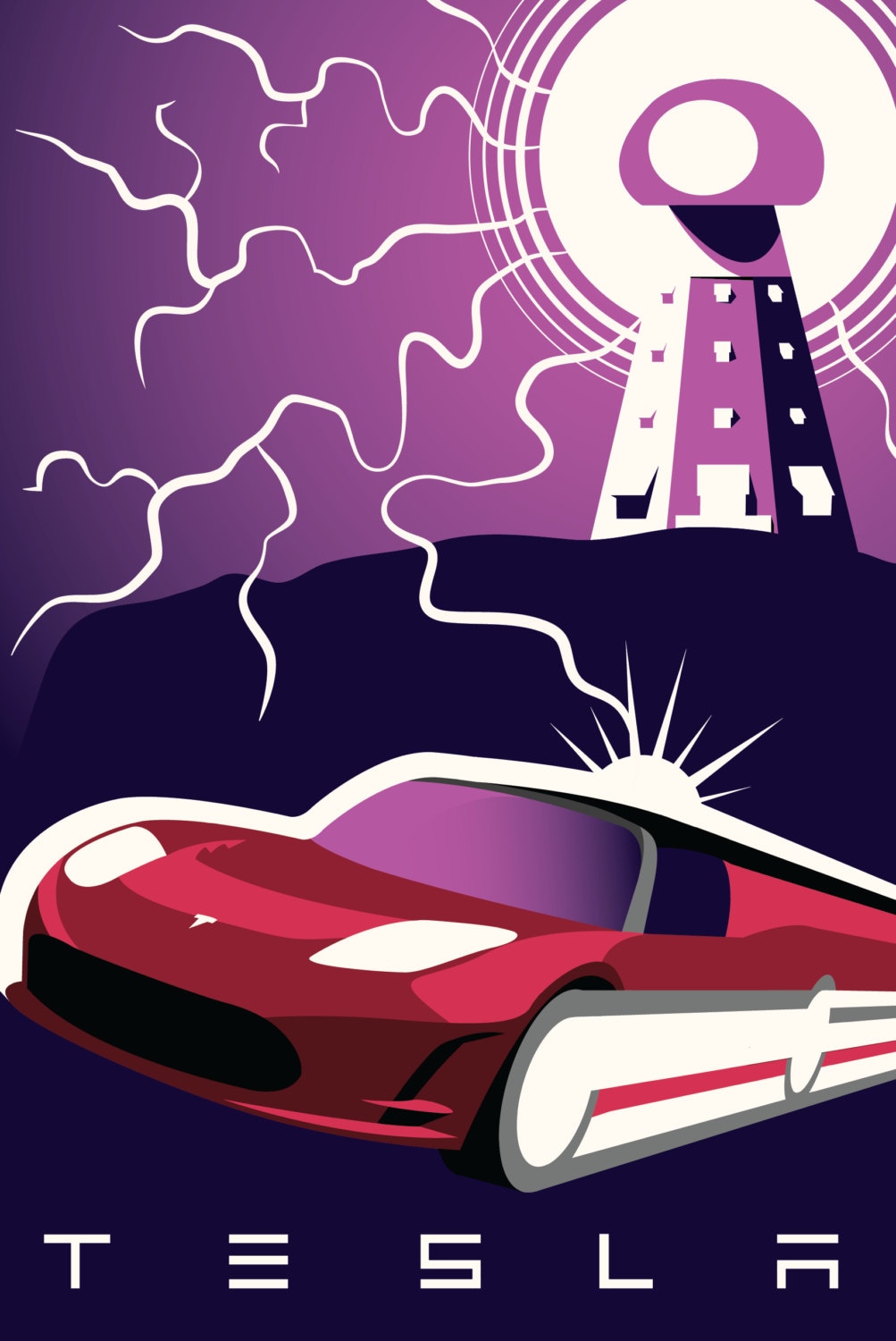 Tesla Motors Poster Print by DecoEchoes on Etsy
