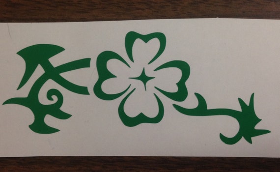 Items similar to Tribal Style Four Leaf Clover - Vinyl Decal on Etsy
