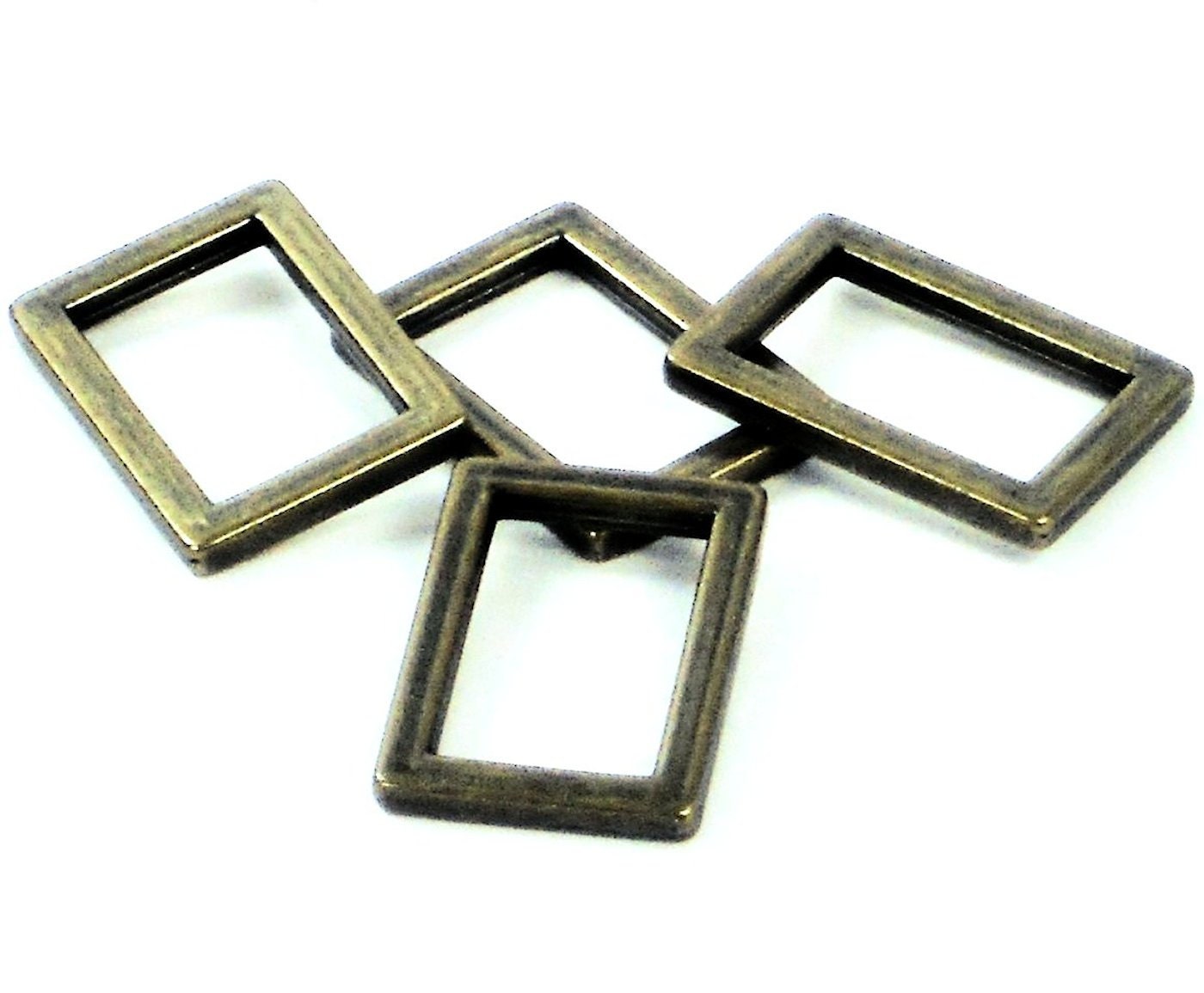 3/4 Rectangle D-Rings Antique Brass 4pc Set Small
