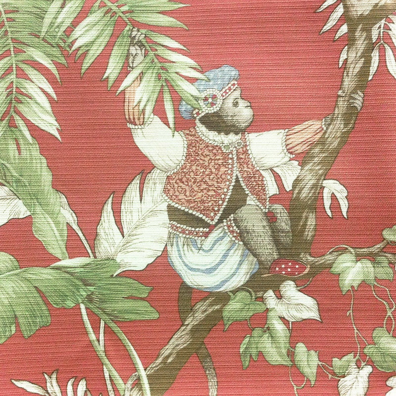 Pink Pomegranate Circus Monkey Upholstery Fabric