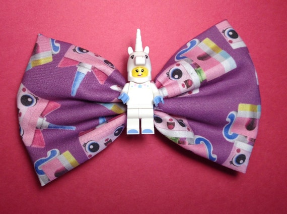 Lego unikitty unicorn Hair Bow by JessCraftShop on Etsy