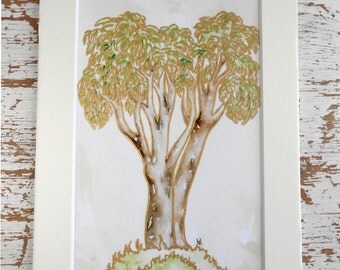 Watercolor tree art | Etsy