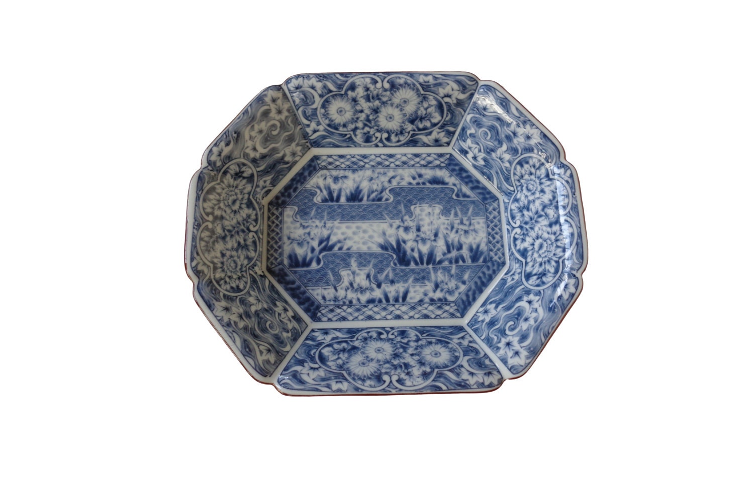 A vintage Sova & Sova blue and white Japanese style porcelain serving ...