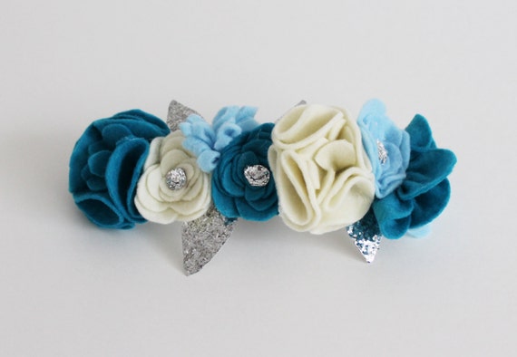 Blue Sparkle Felt Flower Mini Crown