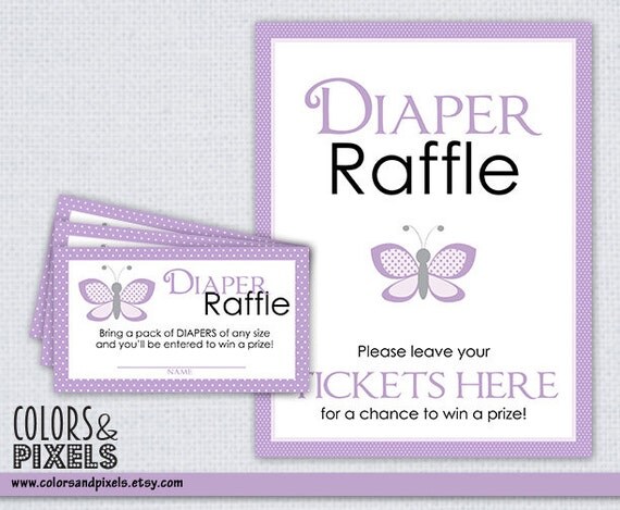 Diaper Raffle Tickets and Table Sign Baby Shower Printable