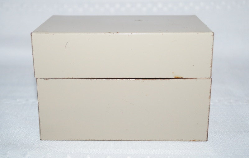 Vintage Metal File Box Recipe box Small storage box with Index Guides ...