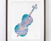 Items similar to Blue Cello Art Watercolor Painting - 8x10 Archival ...