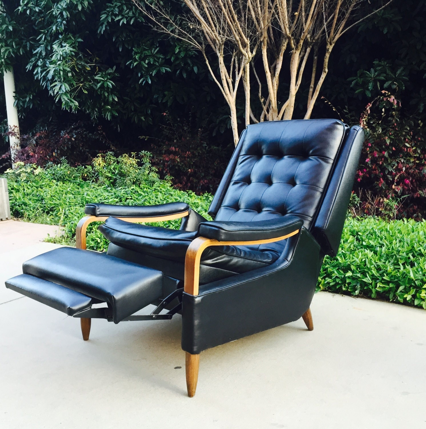 1960s Old School / Black Tufted / Mad Men / Mid Century Lounge Chair ...