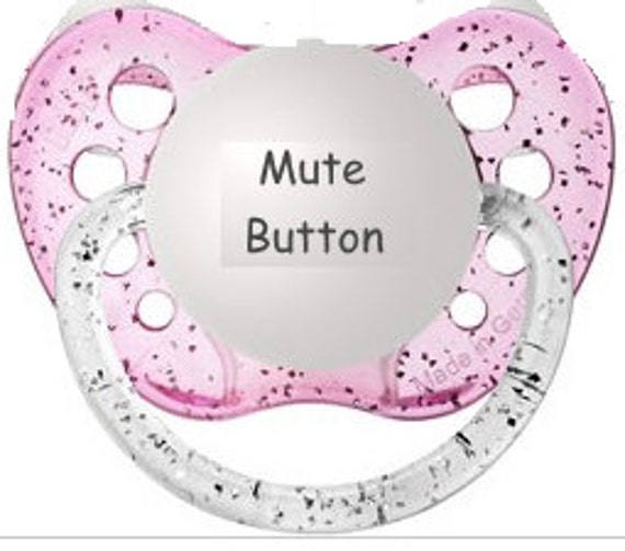 Mute Button Pacifier Mute Button Binky by MomandBabyBoutique