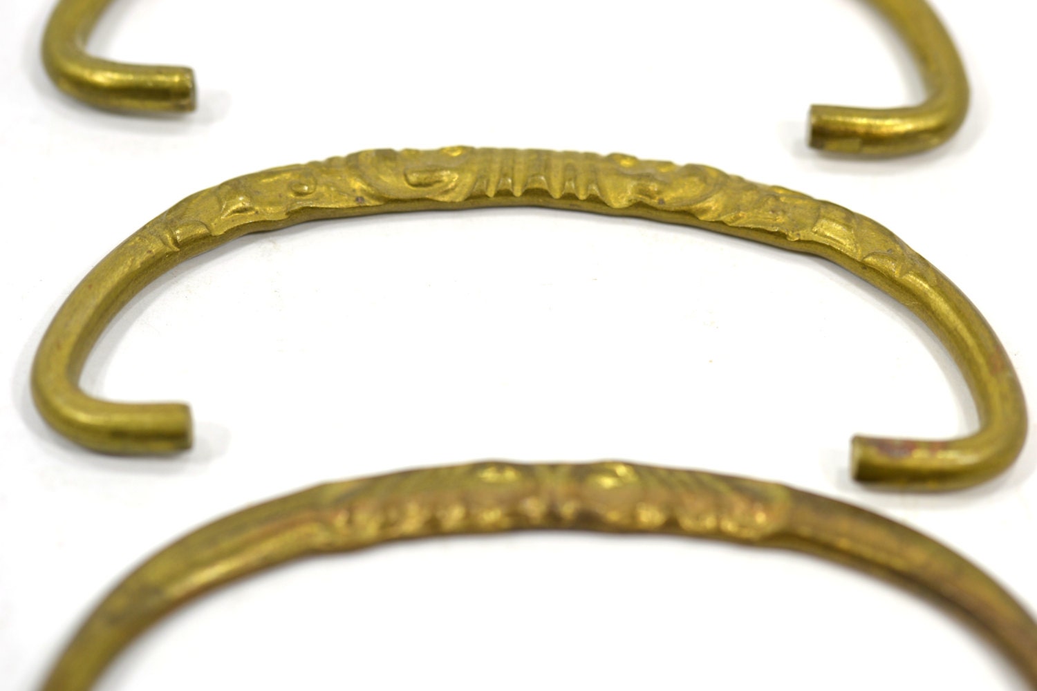 Set of 4 Vintage Brass Drawer Pull Parts-Aged Tarnished Hardware ...