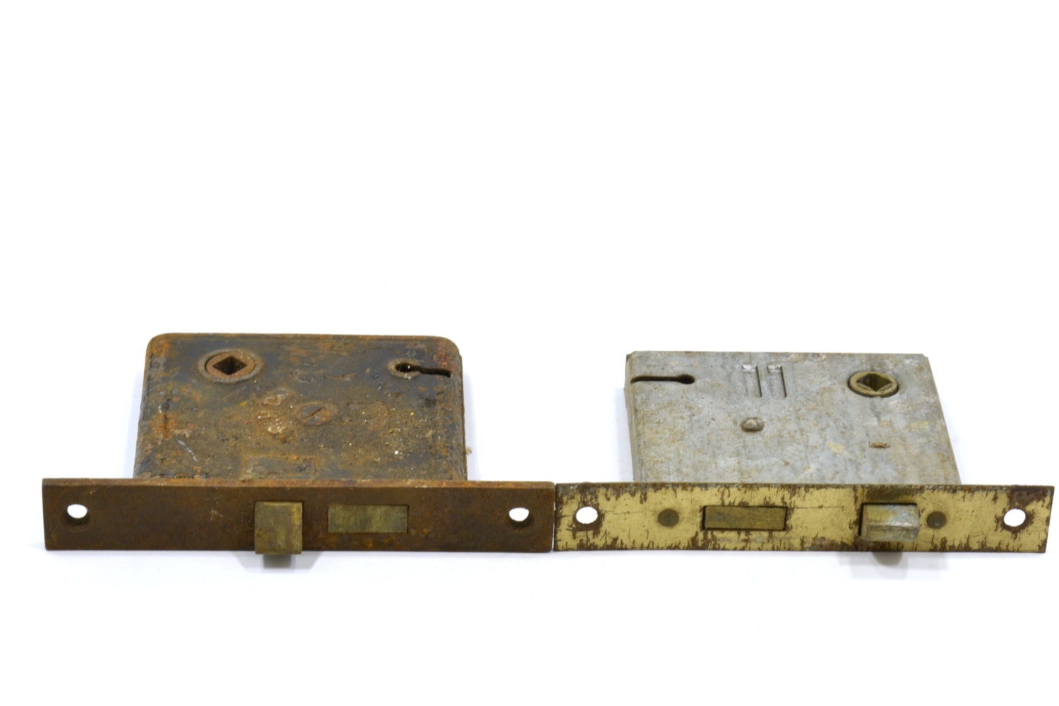 Set of 2 Vintage / Antique Locks-Aged Rusted Hardware-Industrial ...